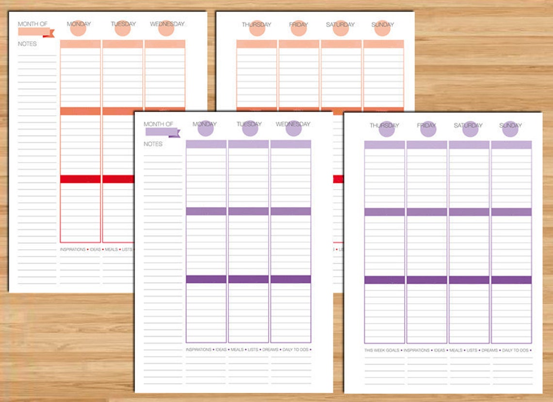 Erin Condren Style Printable Weekly Planner A5 Size - Etsy