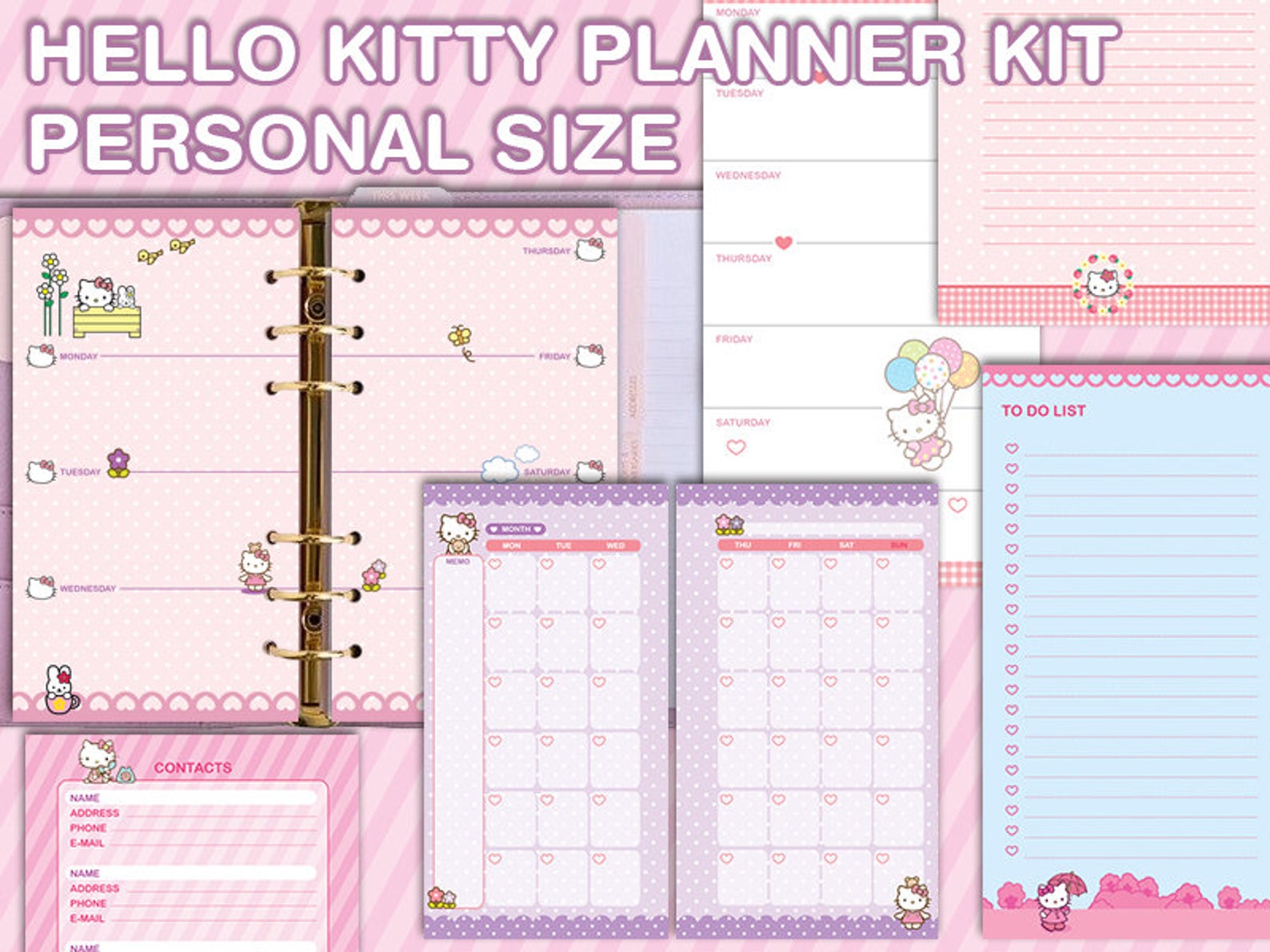 Planner Kit Cute Kawaii Printable Personal Planner Weekly - Etsy
