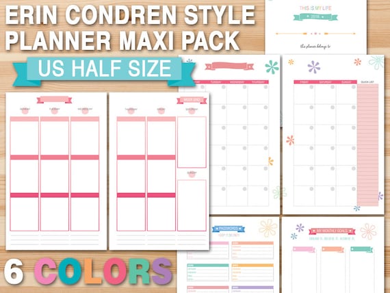 Erin Condren Style Planner Bundle Vertical Layout HALF SIZE | Etsy