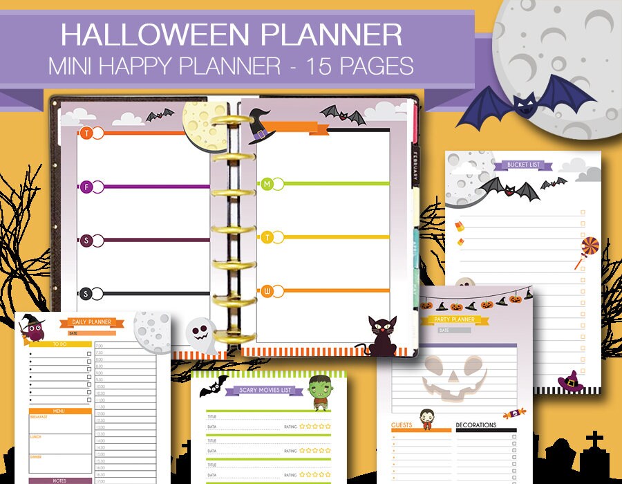 Halloween Planner Mini Happy Planner October Holiday Costume | Etsy