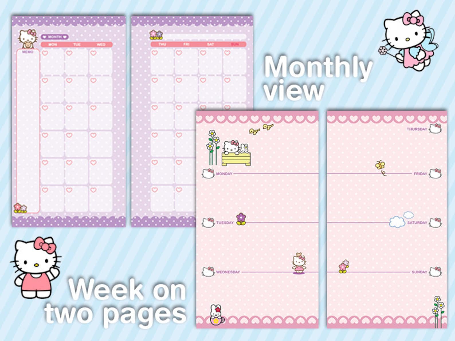 Planner Kit Cute Kawaii Printable Personal Planner Weekly - Etsy