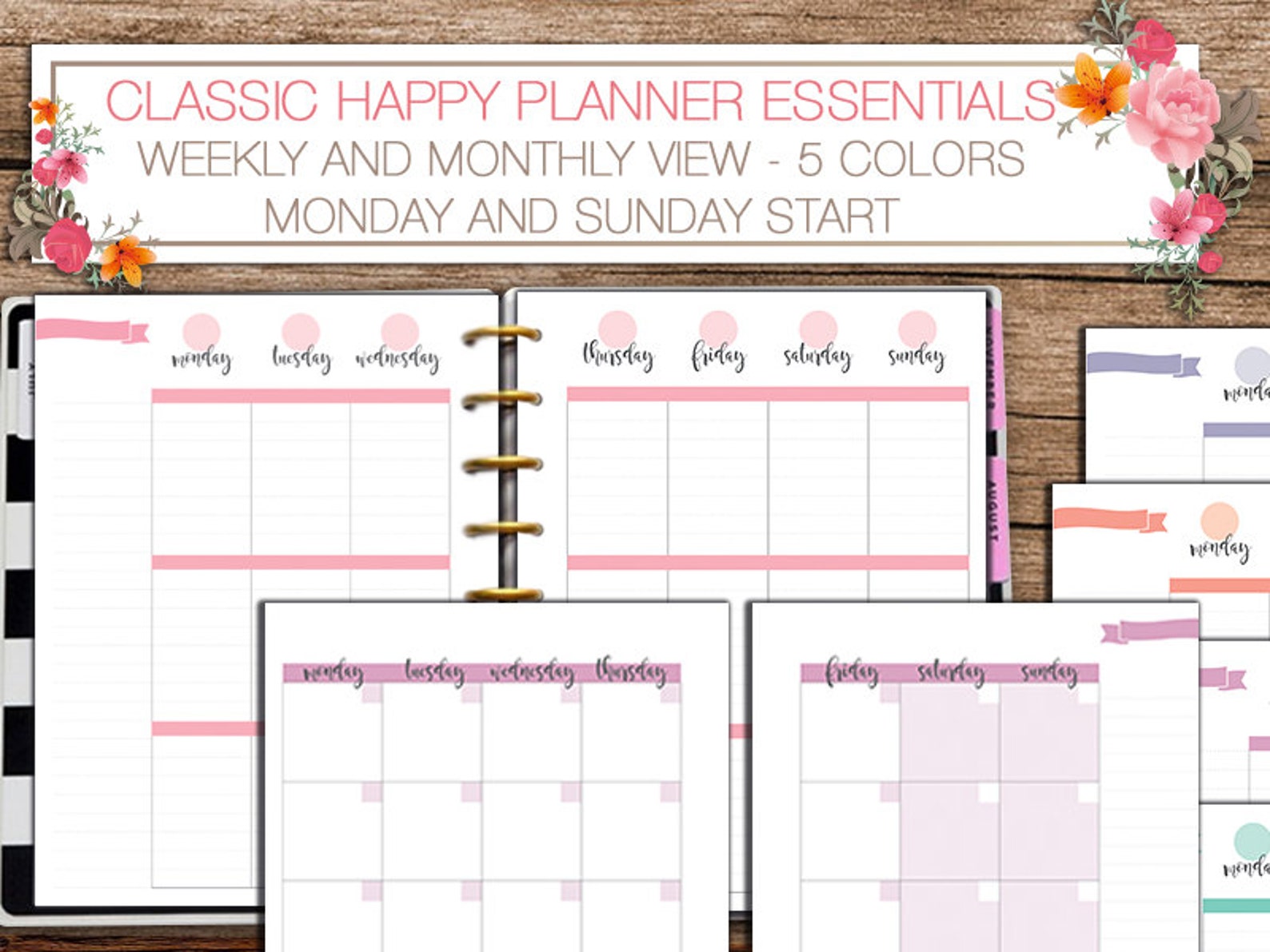 Happy Planner Printable Weekly and Monthly Planner Inserts | Etsy