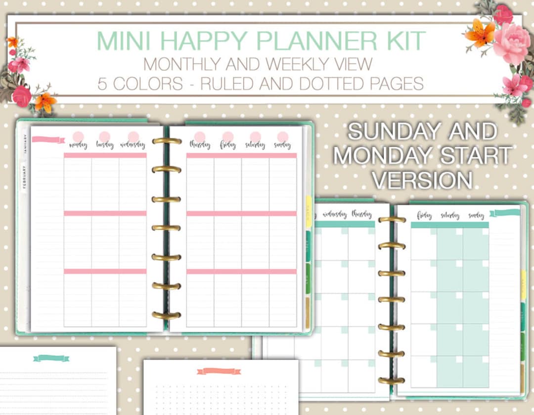 Mini Happy Planner Printable Kit Weekly and Monthly Planner Inserts ...