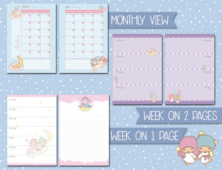 Printable A5 Planner Kit Cute Kawaii Weekly Planner Monthly - Etsy