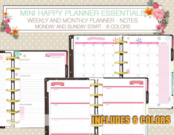 Mini Happy Planner Size Essentials Weekly And Monthly Etsy Mini Happy Planner Size Essentials Weekly And Monthly Etsy