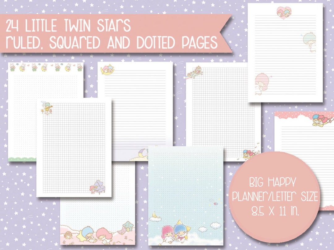 Big Happy Planner or Letter Sizekawaii Printable Pages, Grid, Lines and ...