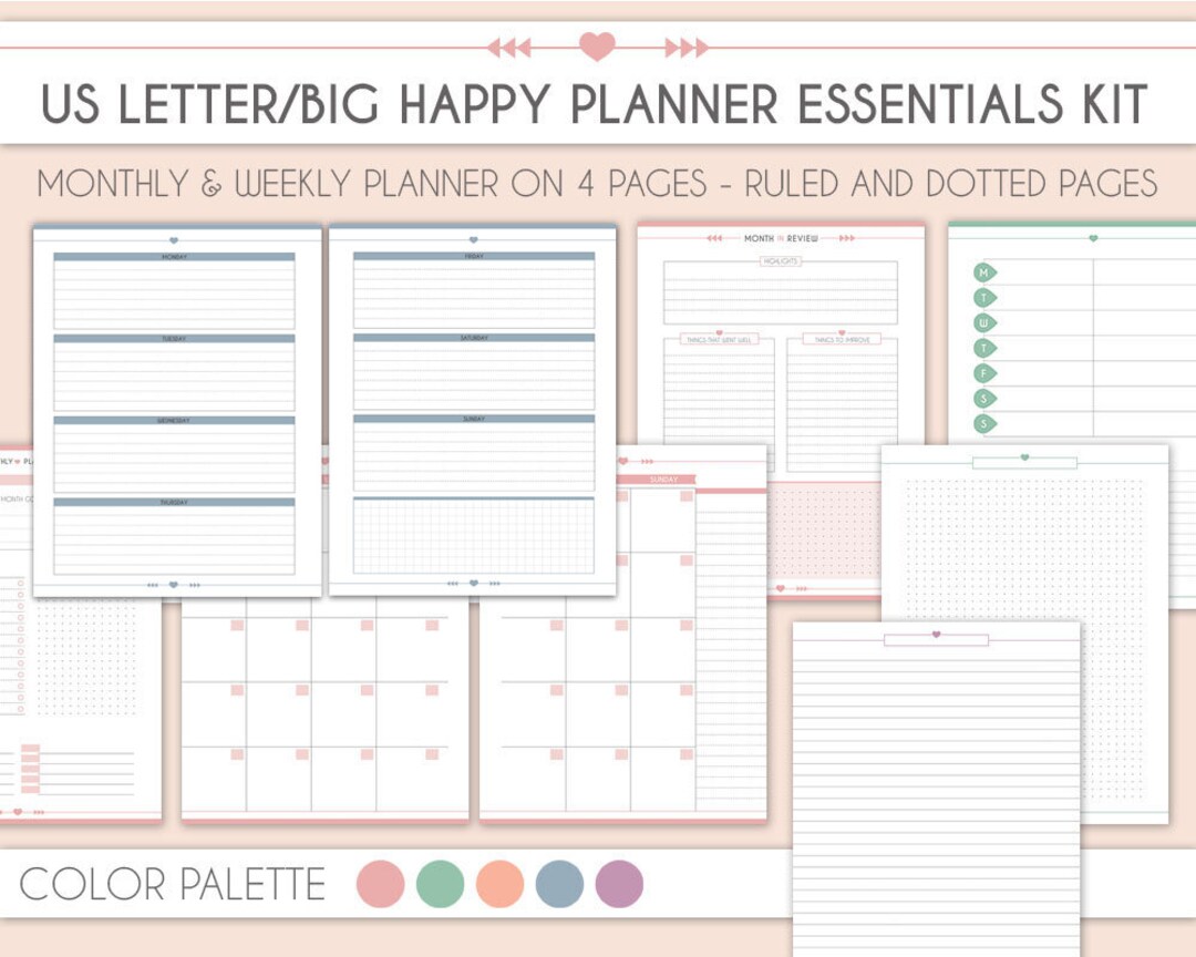 Big Happy Planner Essential Pack, Horizontal Weekly Planner Monthly ...