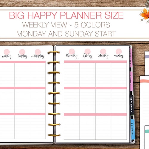 Happy Planner PRINTABLE Weekly BIG Planner Refills / Inserts - Etsy