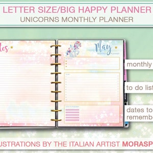 Big Happy Planner Printable Unicorn Monthly Planner Inserts, Printable ...