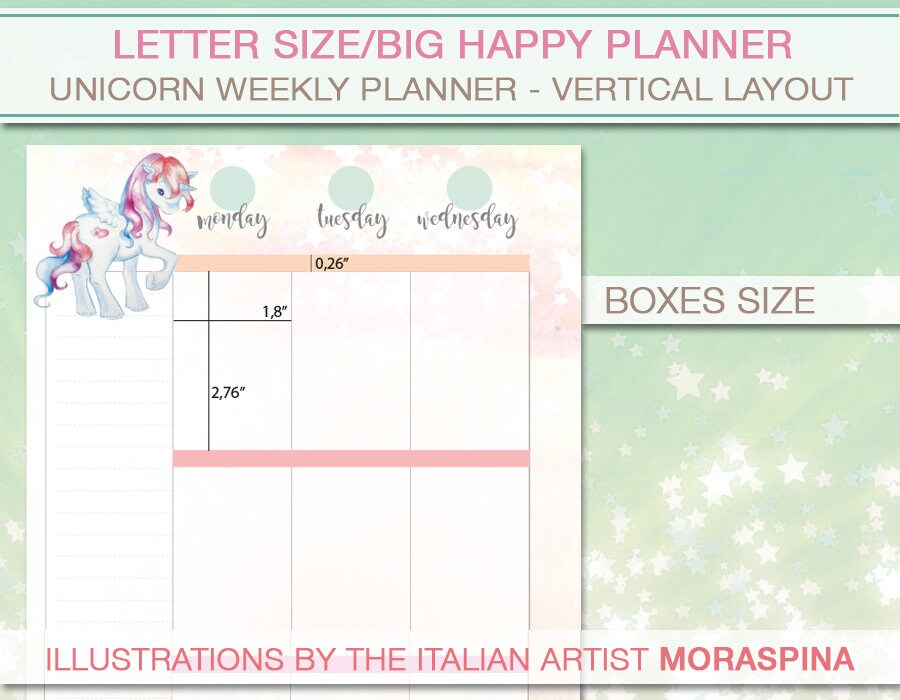 Big Happy Planner Letter Size Printable Unicorn Weekly Planner - Etsy