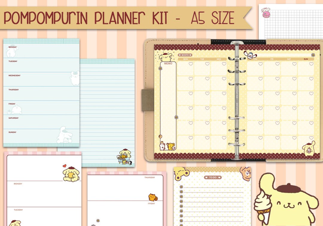 Printable Cute Kawaii Planner A5 Size, Week on Two Pages, Week on One ...