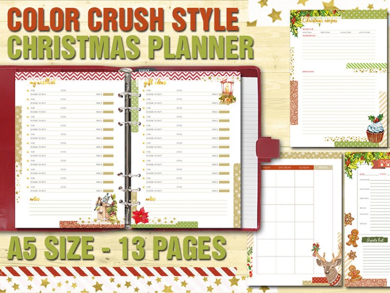 Printable Christmas Planner A5 Printable Holiday Planner Color Crush ...