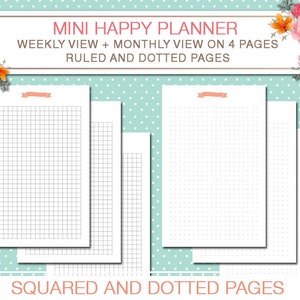 Mini Happy Planner Printable Kit Weekly and Monthly Planner Inserts ...
