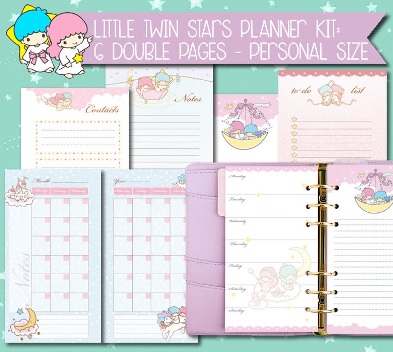 Printable Personal Planner Kit Cute Kawaii Weekly Planner Etsy