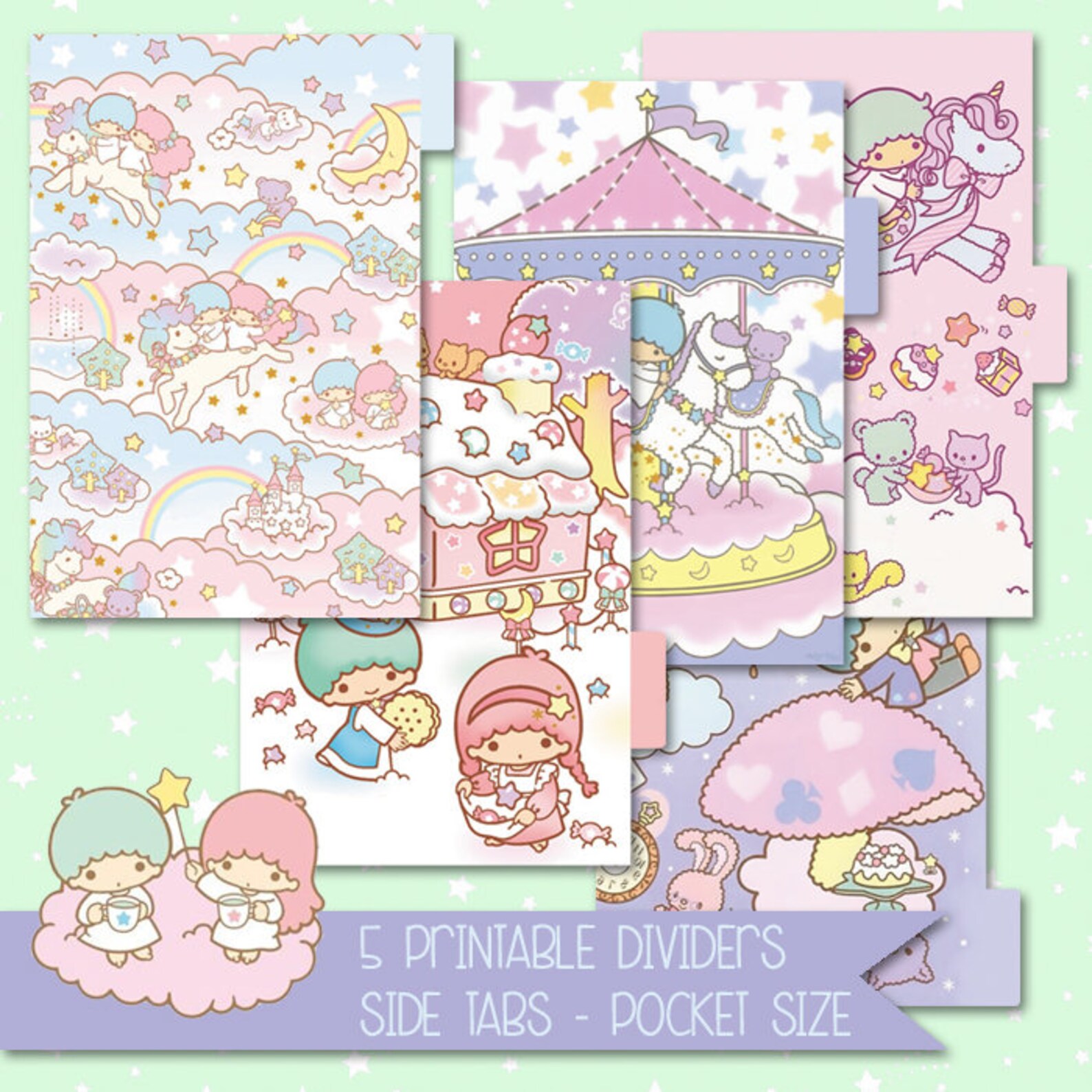 Cute Kawaii Planner Dividers Pocket Size 5 Tabbed Organizers - Etsy