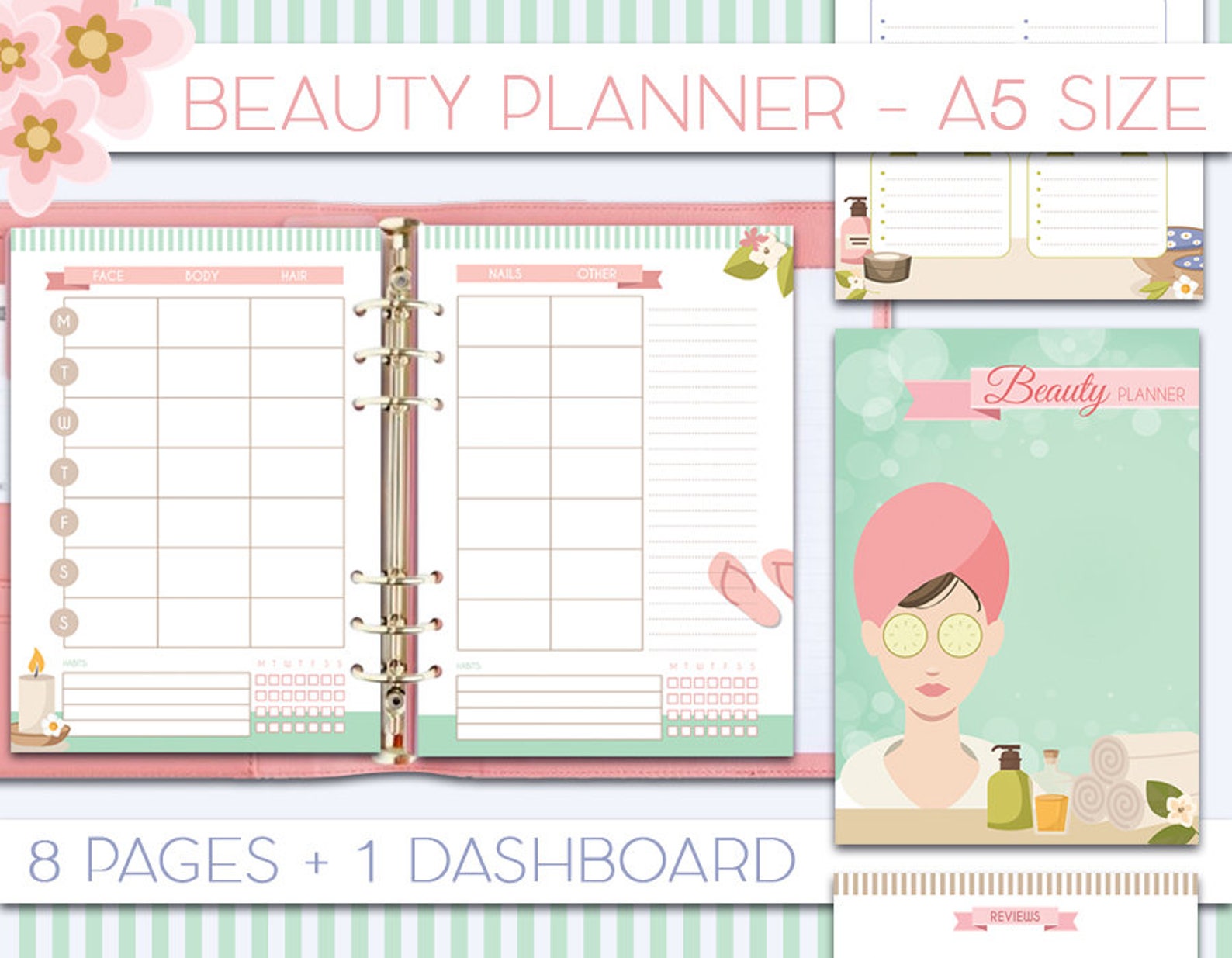 Beauty Planner Printable Inserts A5 Skincare Routine Tracker - Etsy