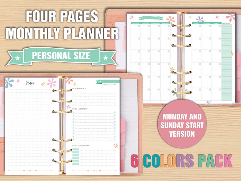 Personal Monthly Planner Printable Undated Monthly Calendar - Etsy
