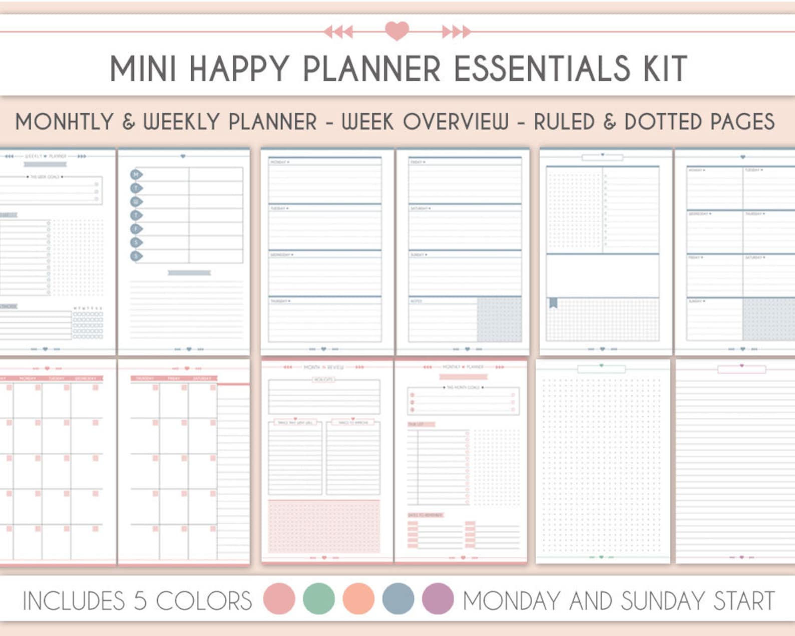 Mini Happy Planner Essential Pack Weekly Planner Monthly - Etsy