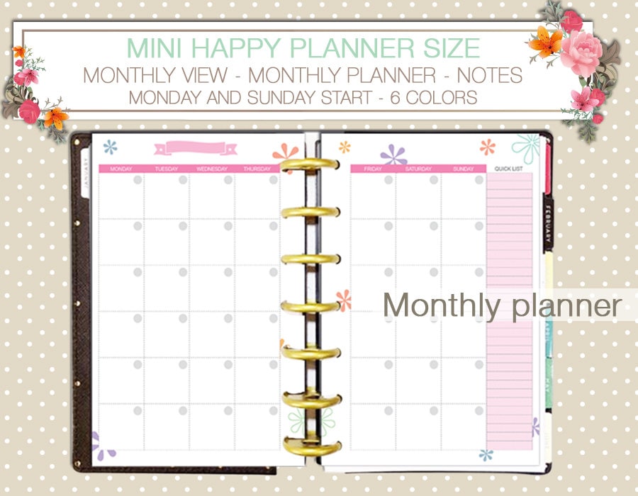 Mini Happy Planner Size Essentials Weekly and Monthly - Etsy