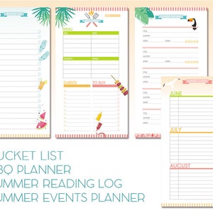 Printable Summer Planner Summer Journal Daily Inserts Filofax Personal ...
