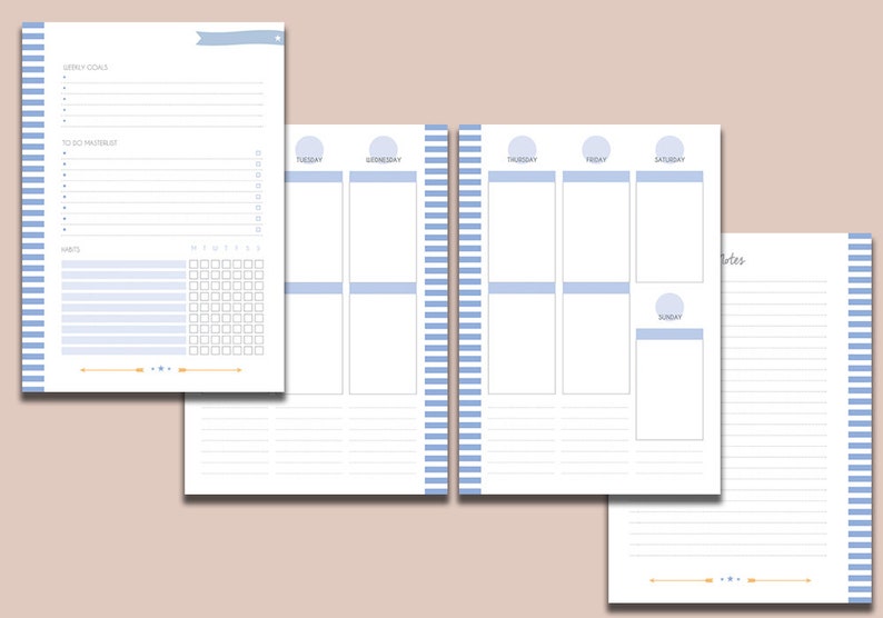 A5 weekly planner vertical layout boxed inserts 10 colors | Etsy