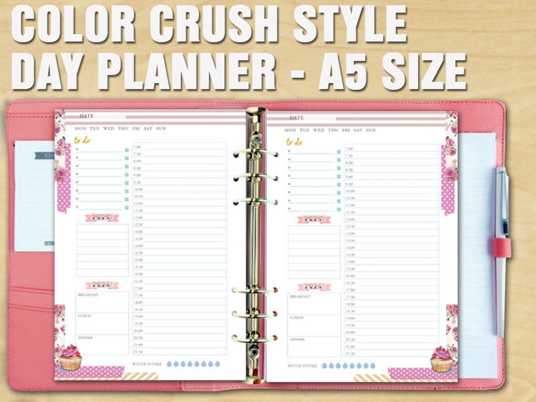 Color Crush Style Printable Daily Planner - A5 Size - Cupcakes Theme - Etsy