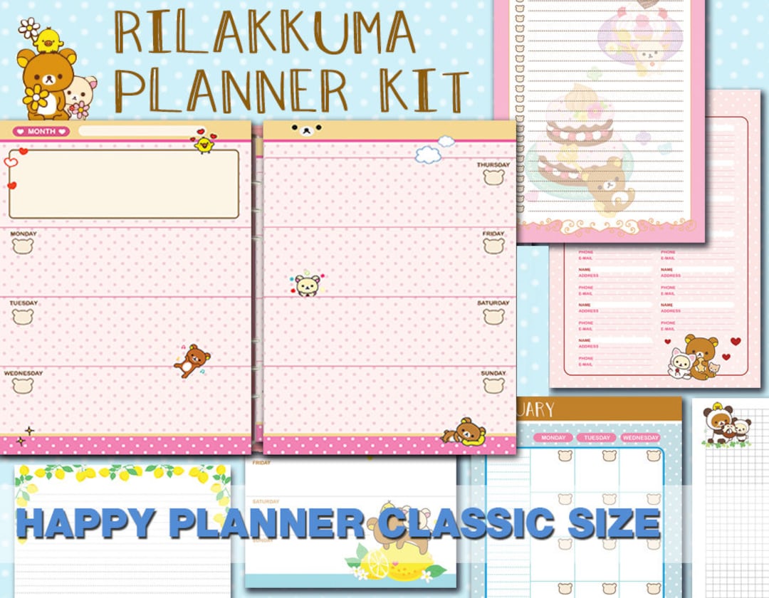 Happy Planner Classic Rilakkuma Planner Pack Printable Planner Kit ...