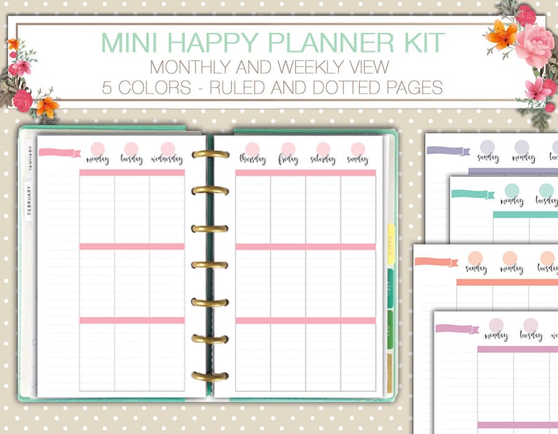 Mini Happy Planner Printable Kit Weekly and Monthly Planner - Etsy