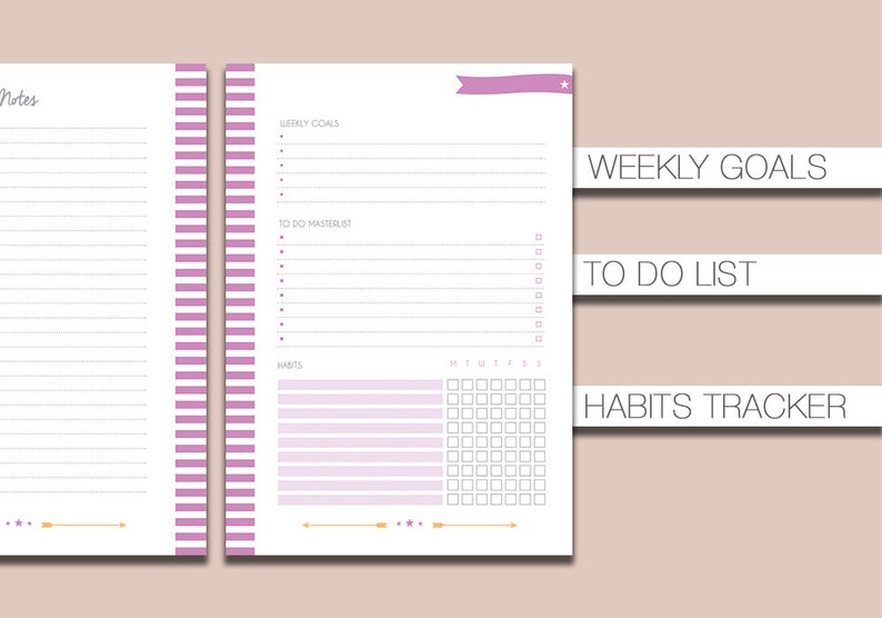 A5 weekly planner vertical layout boxed inserts 10 colors | Etsy