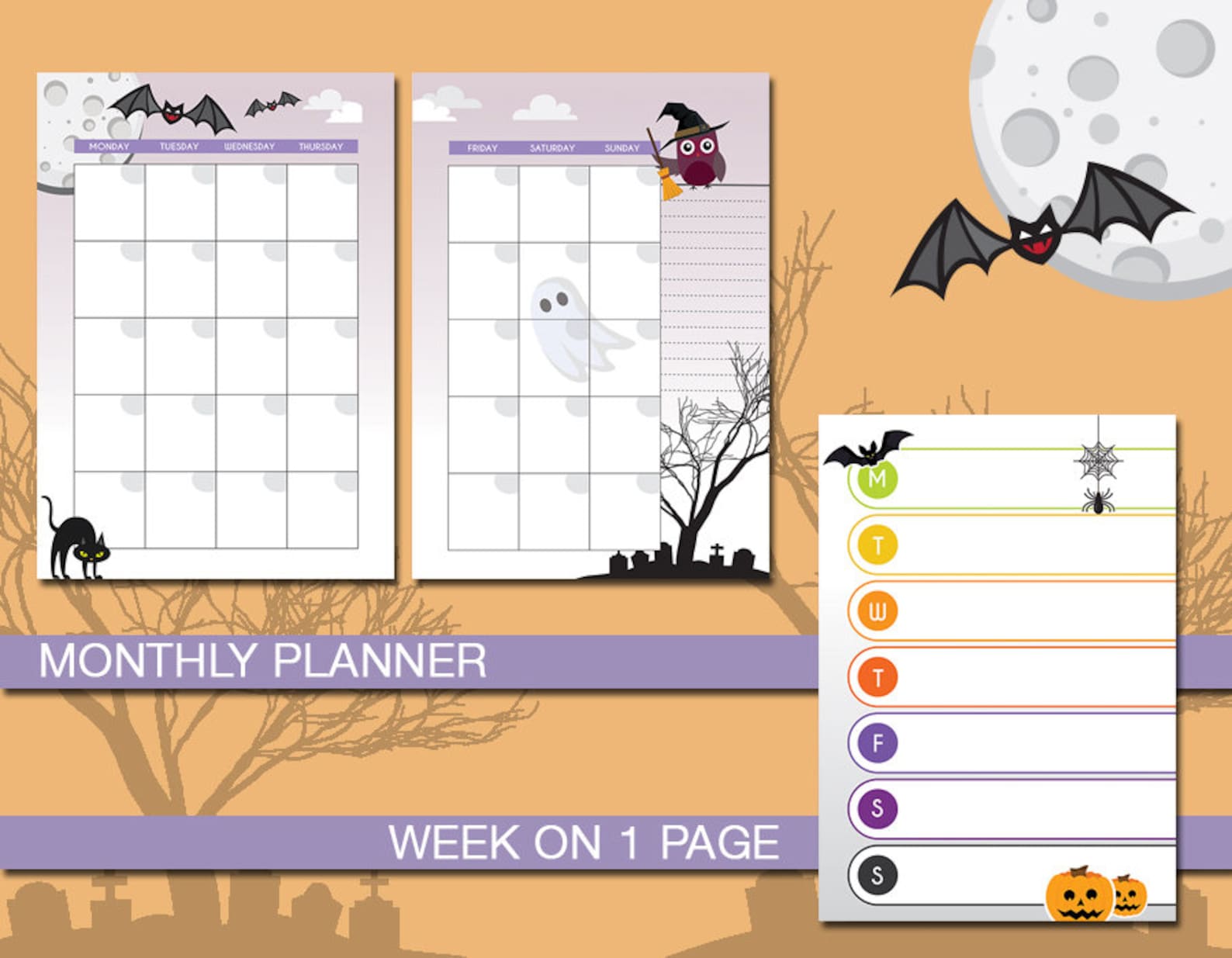Happy Planner Halloween Planner Printable October Holiday - Etsy
