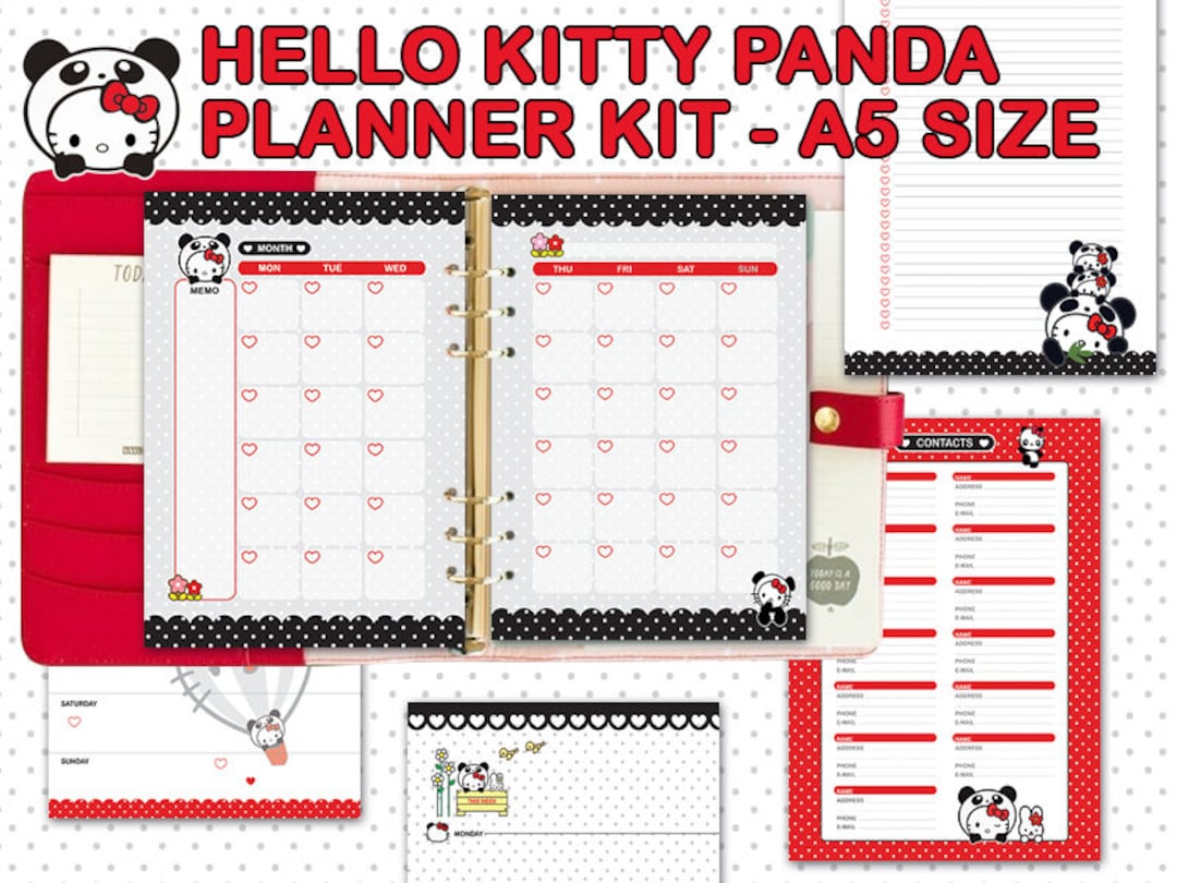 A5 Planner Panda Printable Planner Inserts, Week on Two Pages, Weekly ...