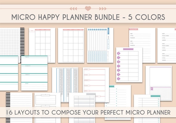Micro Happy Planner Inserts Micro Notes Printable Bundle Happy - Etsy