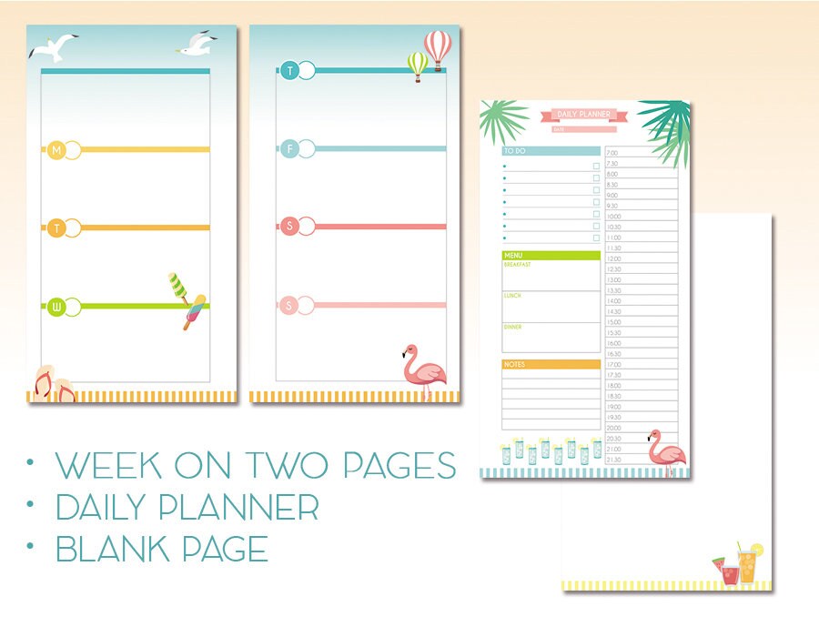 Printable Summer Planner Summer Journal Daily Inserts Filofax | Etsy