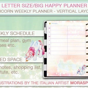 Big Happy Planner Letter Size Printable Unicorn Weekly Planner Inserts ...