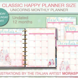 Happy Planner Printable Unicorn Monthly Planner Inserts, Printable ...