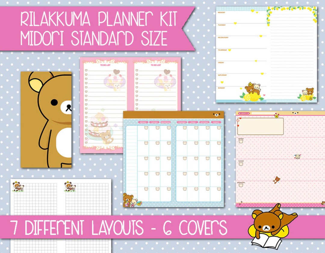 Rilakkuma Midori Regular Standard Size Printable Planner Kit Weekly ...