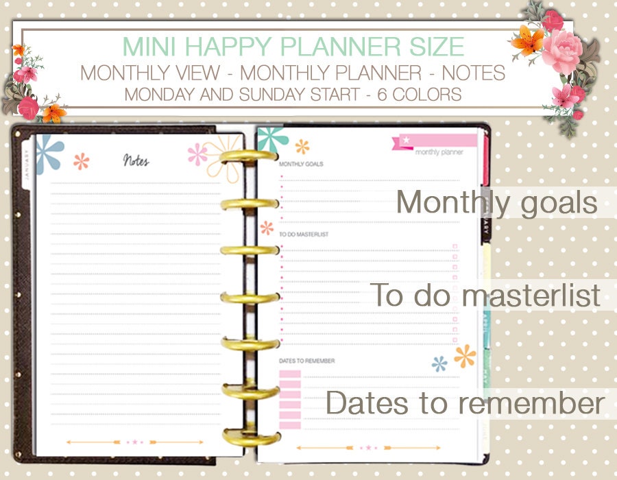 Mini Happy Planner Size Essentials Weekly and Monthly - Etsy