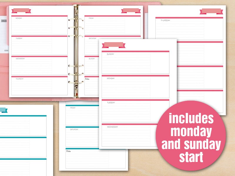 Erin Condren Style Weekly Planner Printable A5 Size Daily - Etsy