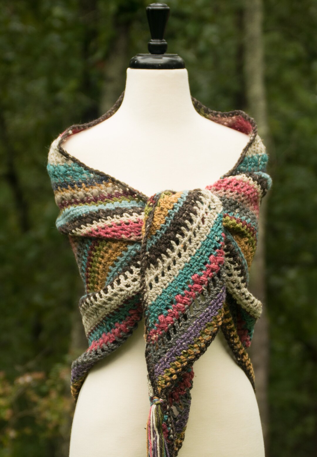Multicolor Triangle Shawl 100% Wool Bohemian Winter Wrap - Etsy