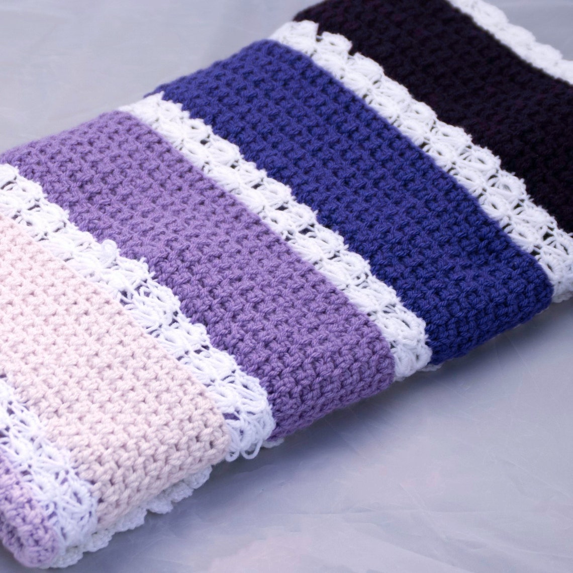 Purple Striped Afghan With Pink Lavender & White Ready to - Etsy