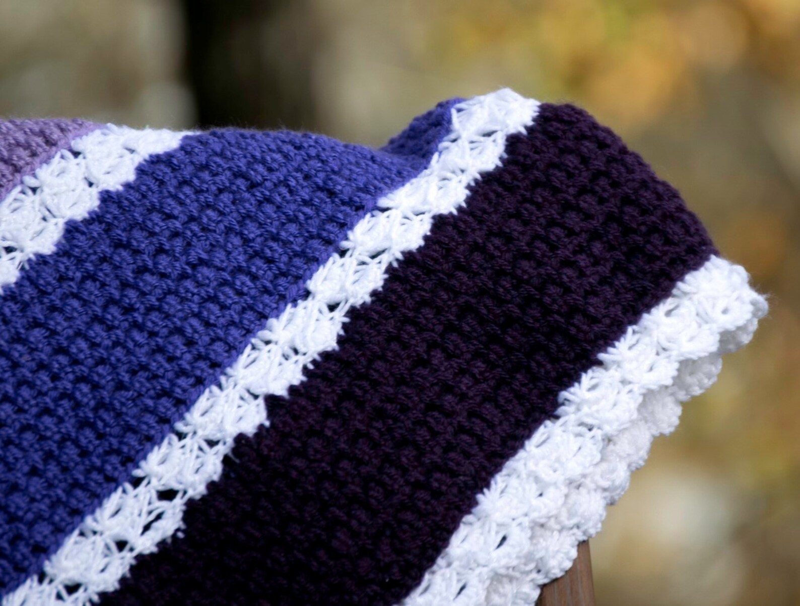 Purple Striped Afghan With Pink Lavender & White Ready to - Etsy