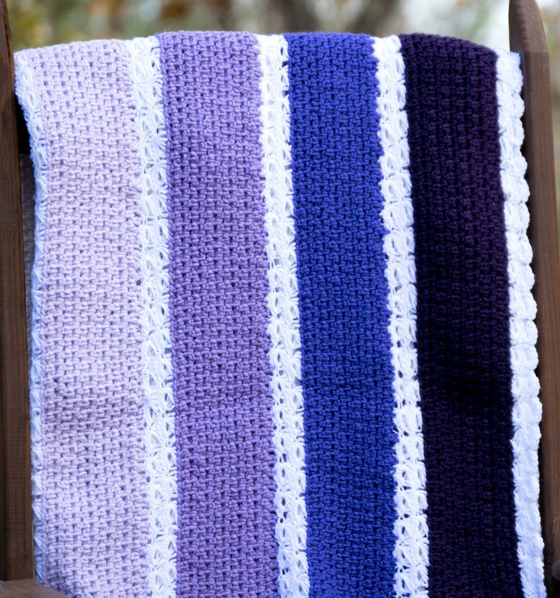 Purple Striped Afghan With Pink Lavender & White Ready to - Etsy