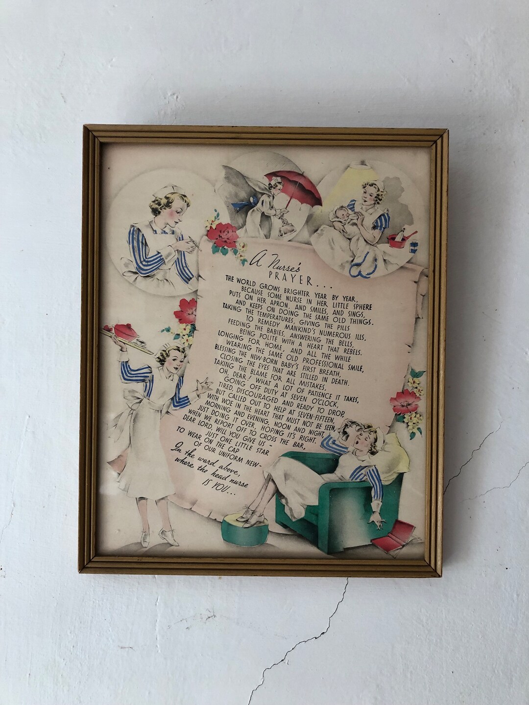 Vintage “A Nurse’s Prayer” 1930’s Motto/poem - Etsy