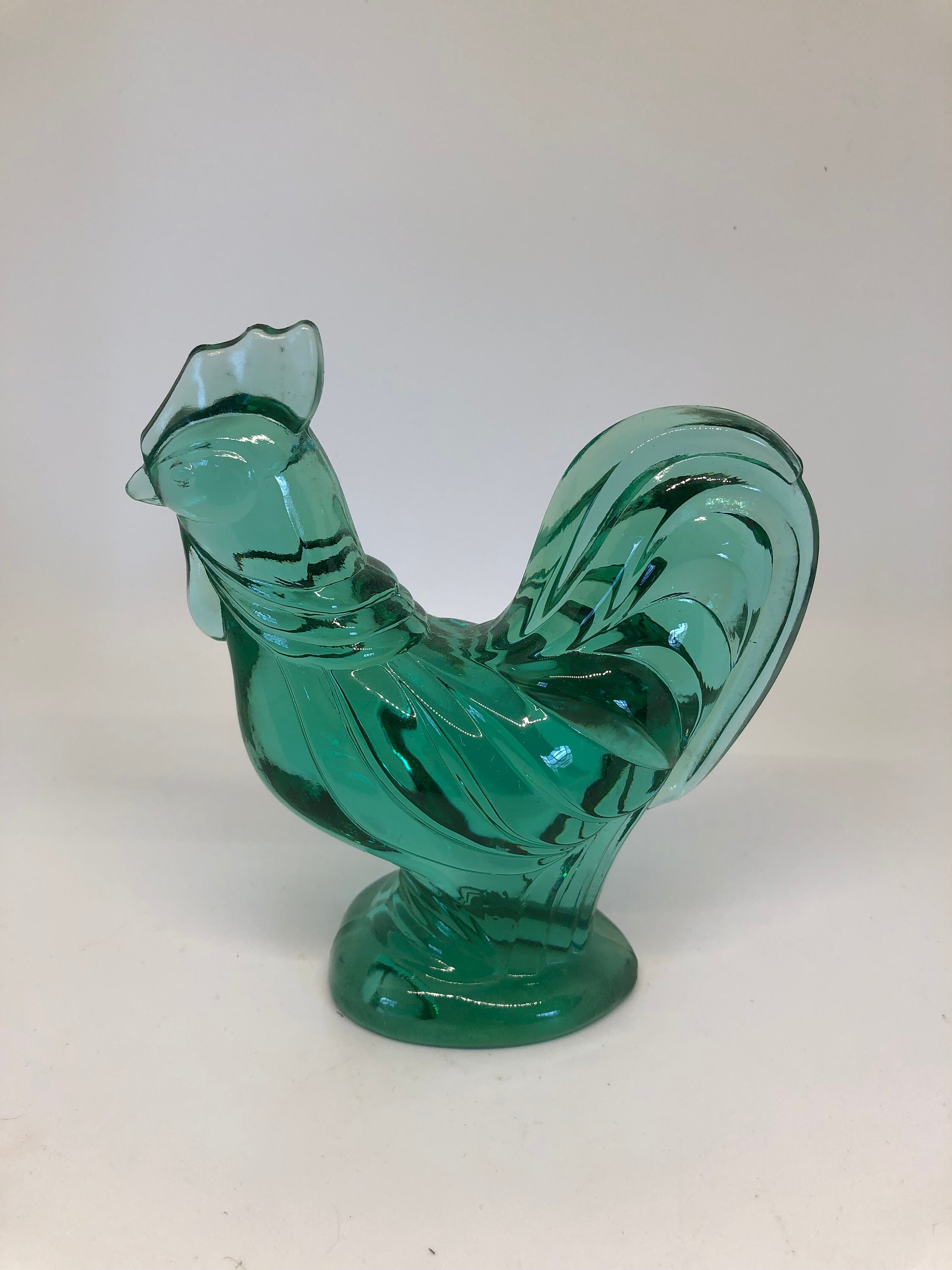 Vintage Fenton Teal Green Art Glass Rooster Figurine - Etsy