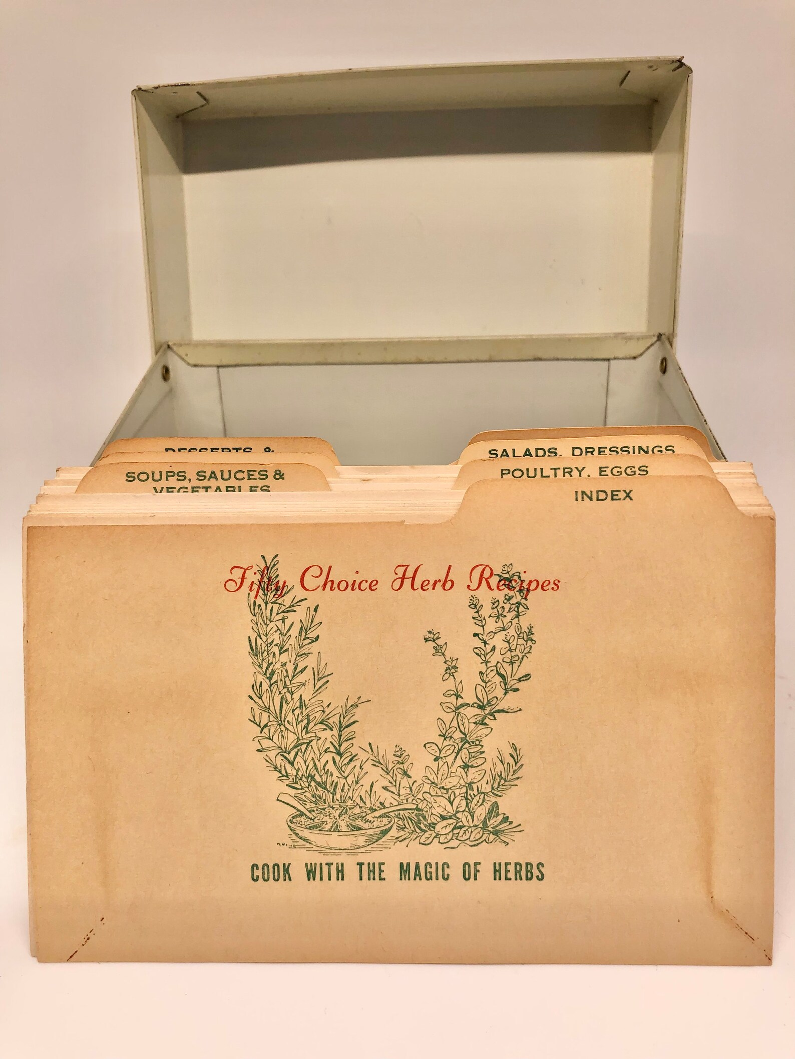 Unique Vintage Recipe Box With 1950s 'fifty Choice Herb Recipes' With ...
