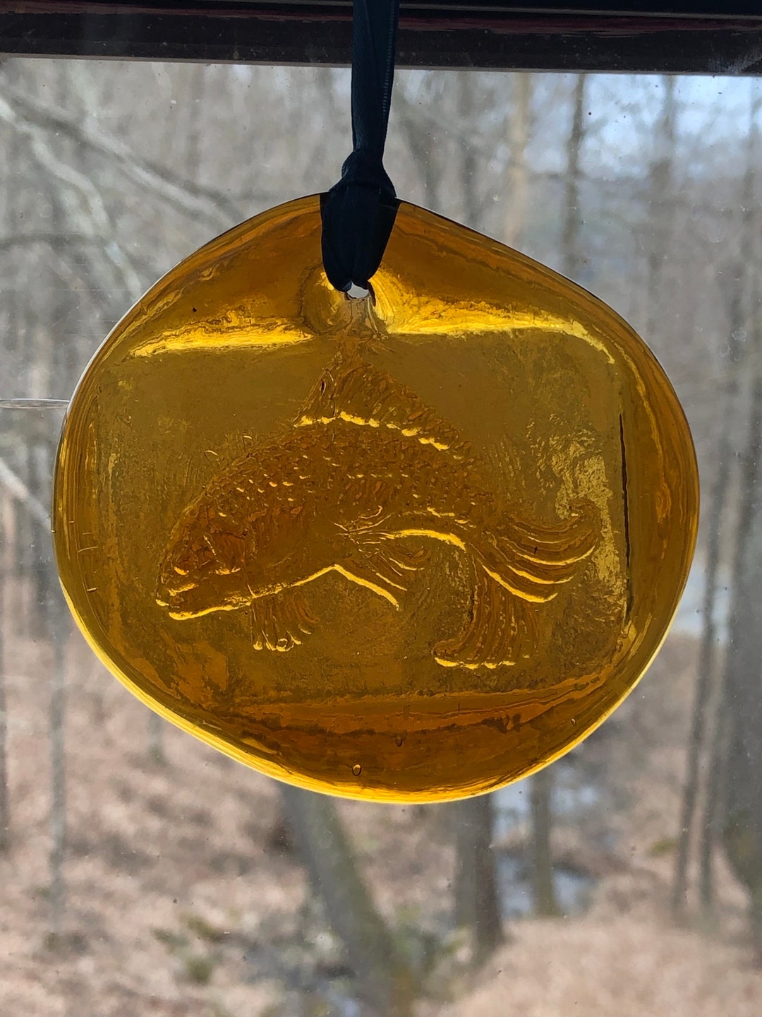 Vintage Amber Glass Fish Suncatcher Made in Vermont - Etsy