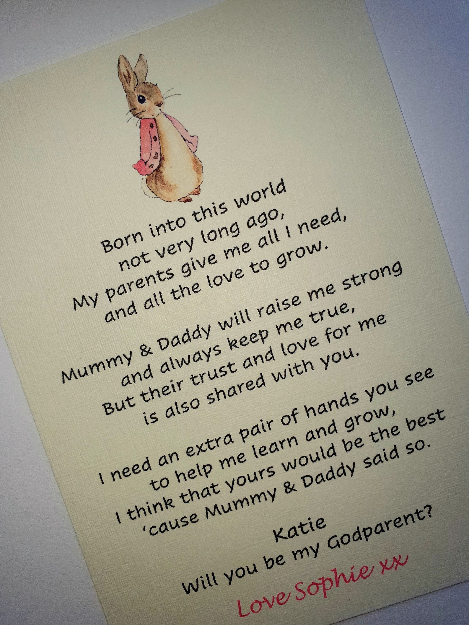 Peter Rabbit Will You Be My Godparent / Godmother/ Godfather/ - Etsy UK