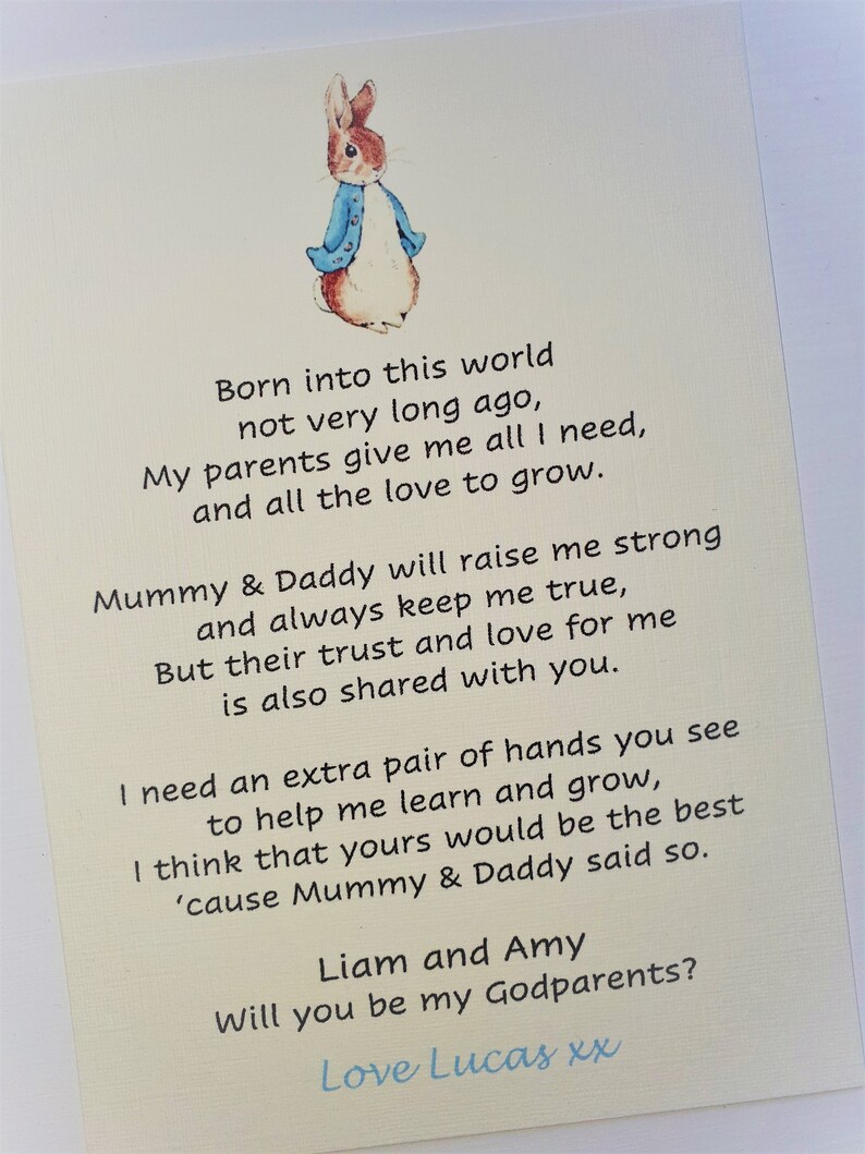 Peter Rabbit Will You Be My Godparent / Godmother/ Godfather/ - Etsy UK