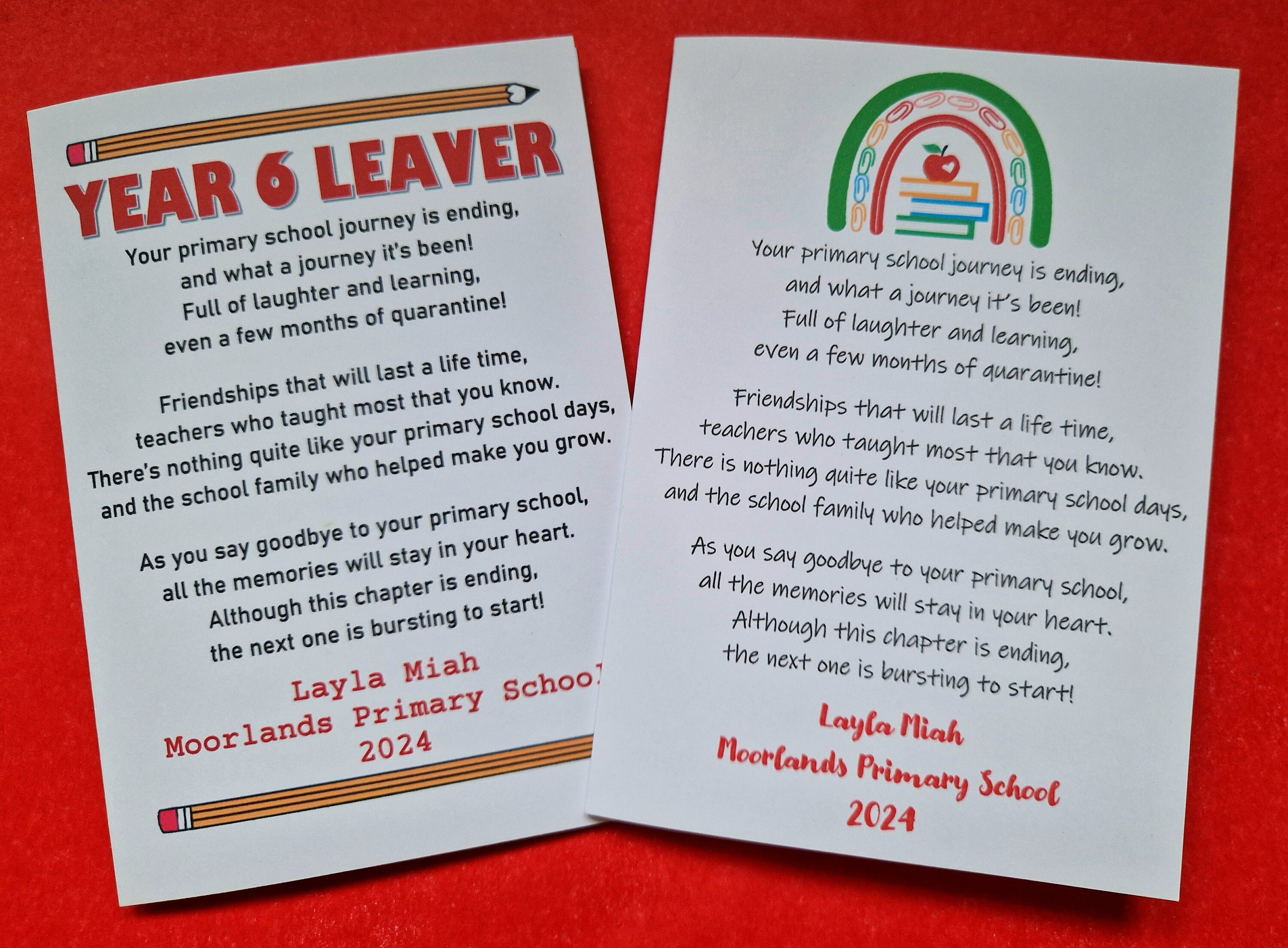 Year 6 Leavers Card / Last Day at Primary / Leaving School Card - Etsy