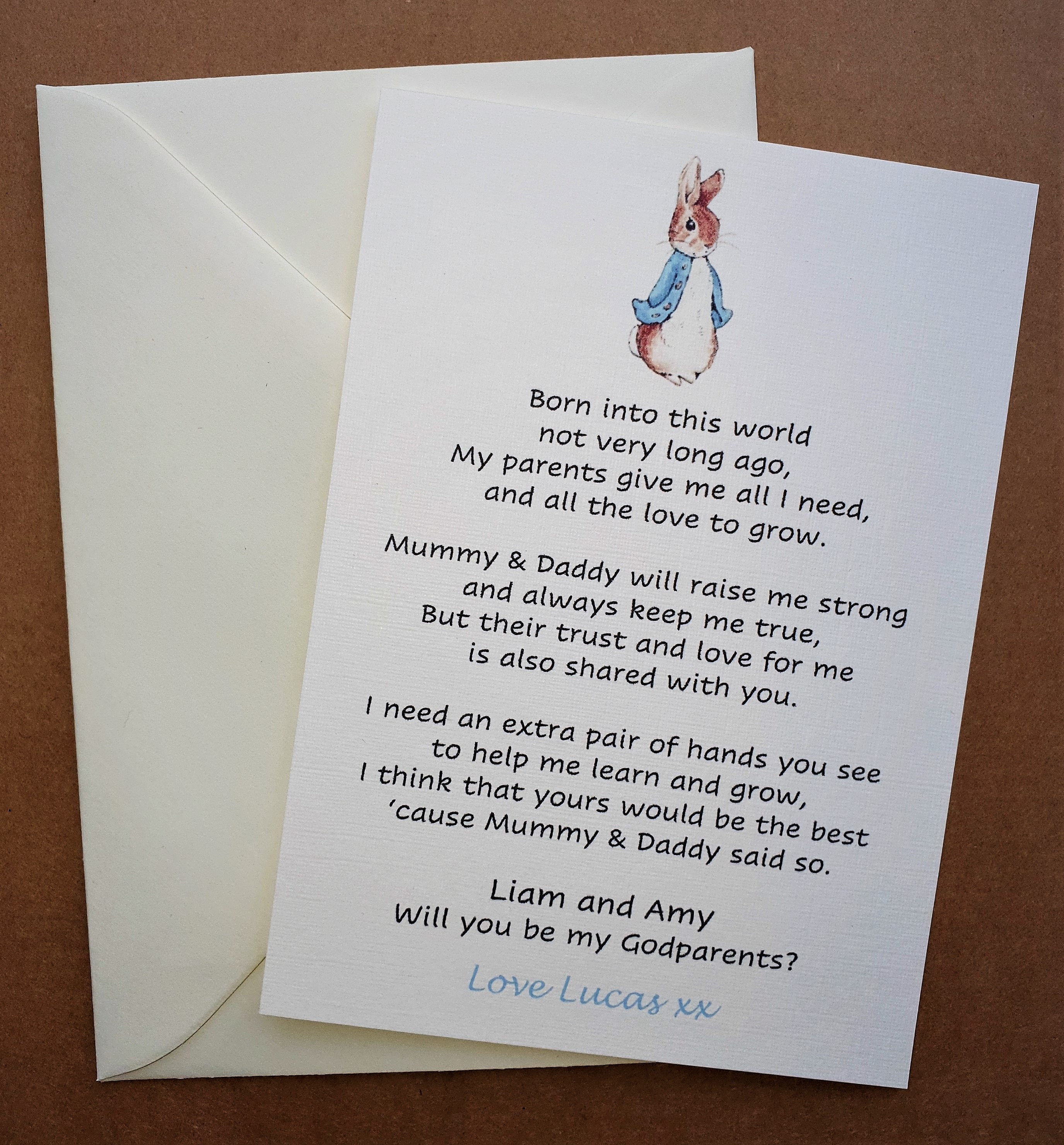 Peter Rabbit Will You Be My Godparent / Godmother/ Godfather/ | Etsy